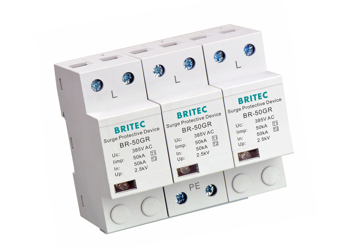 Type 1 Class B Surge Thunder Protection Device 50kA 385V Three Phase System