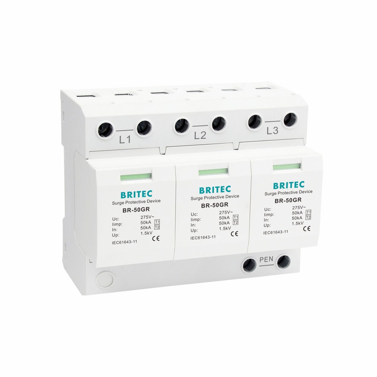 BRITEC BR-50GR 3P ประเภทที่ 1 เครื่องป้องกันการกระชับ 50ka เครื่อง ...